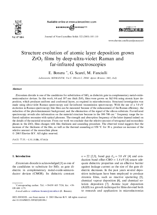 (PDF) Structure evolution of atomic layer deposition grown ZrO2 films ...