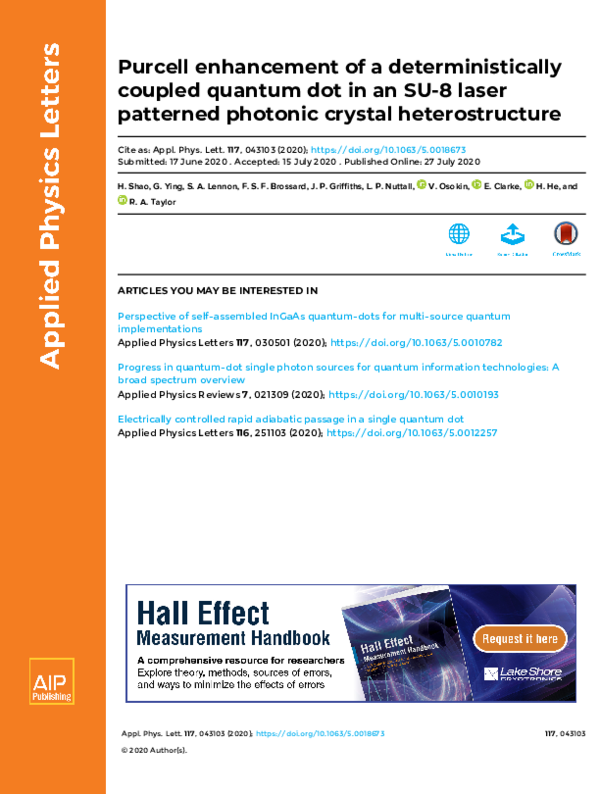 (PDF) Purcell enhancement of a deterministically coupled quantum dot in ...