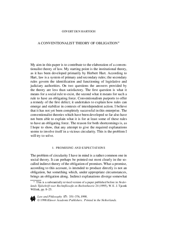 (PDF) A Conventionalist Theory of Obligation