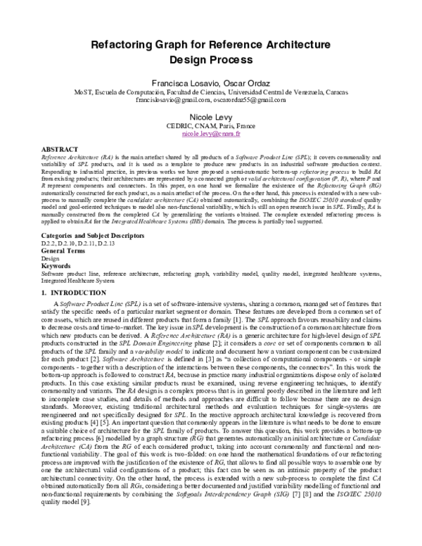 (PDF) Refactoring Graph for Reference Architecture Design Process