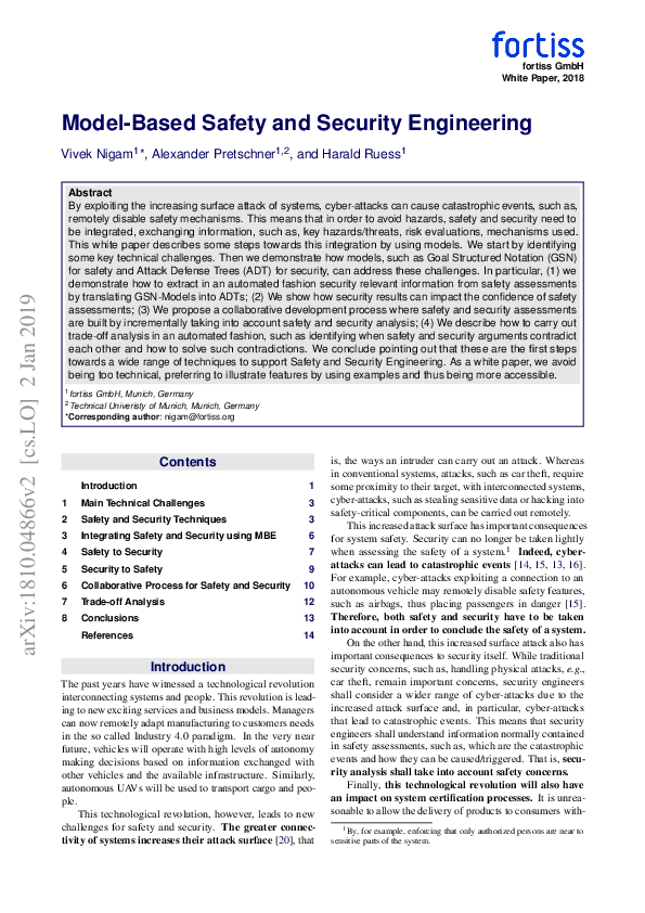 (PDF) Model-Based Safety and Security Engineering