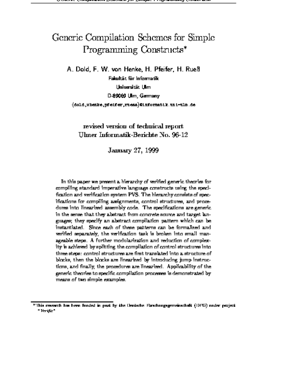 (PDF) Generic Compilation Schemes for Simple Programming Constructs