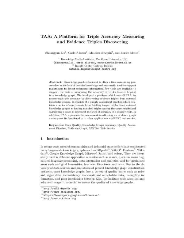 (PDF) TAA: A Platform for Triple Accuracy Measuring and Evidence ...