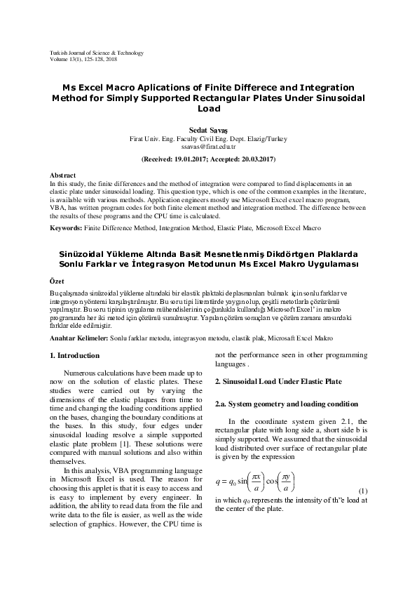 (PDF) Ms Excel Macro Aplications of Finite Differece and Integration ...
