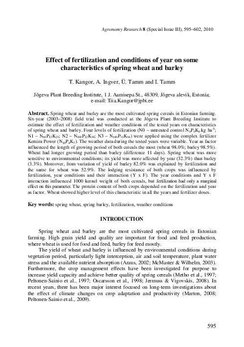 (PDF) Effect of fertilization and conditions of year on some ...