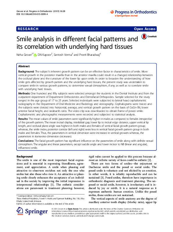 (PDF) Smile analysis in different facial patterns and its correlation ...