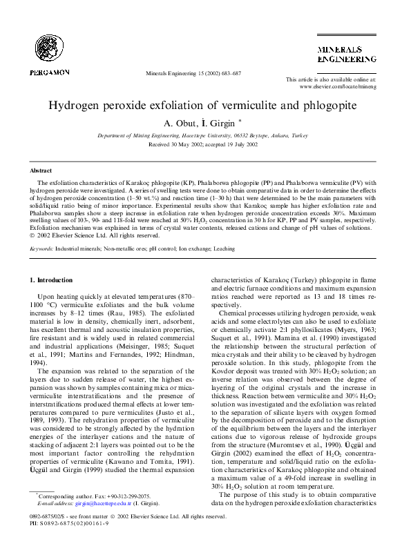 (PDF) Hydrogen peroxide exfoliation of vermiculite and phlogopite