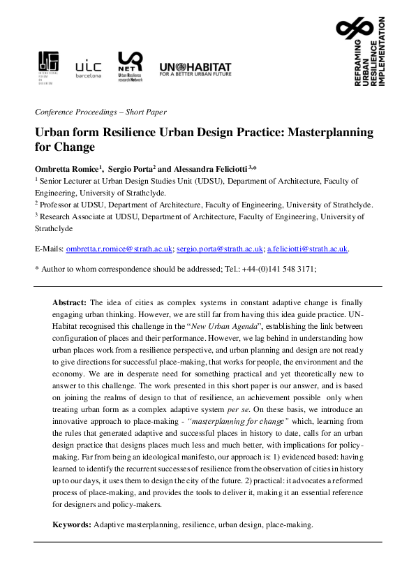(PDF) Urban form Resilience Urban Design Practice: Masterplanning for ...