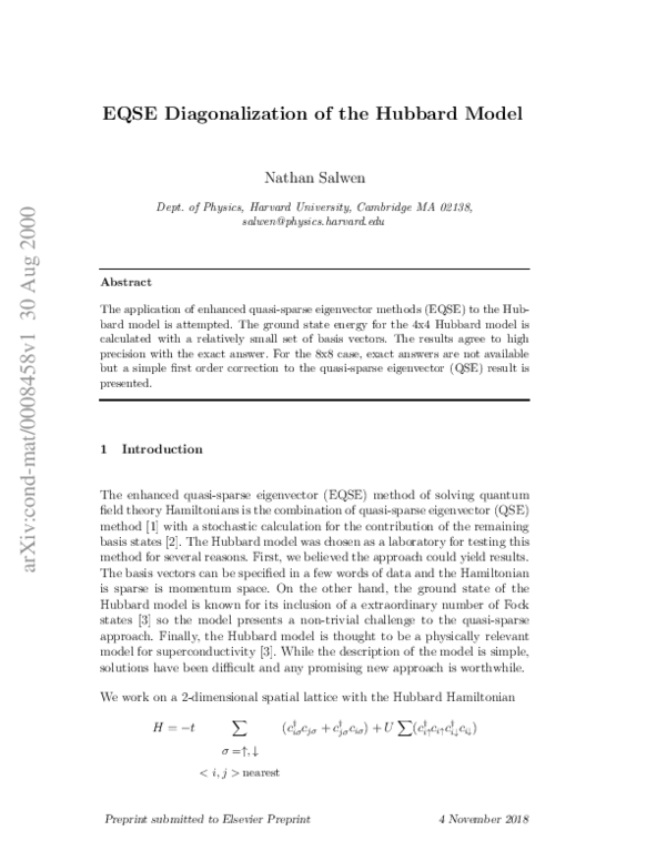 (PDF) Diagonalization of the Hubbard Model
