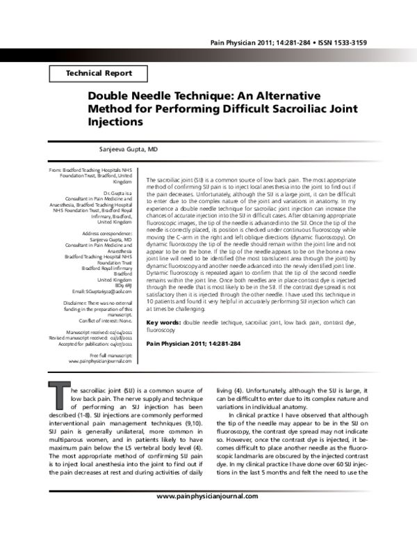 (PDF) Double needle technique: an alternative method for performing ...