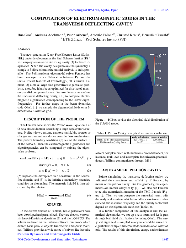 (PDF) COMPUTATION OF ELECTROMAGNETIC MODES IN THE TRANSVERSE DEFLECTING ...