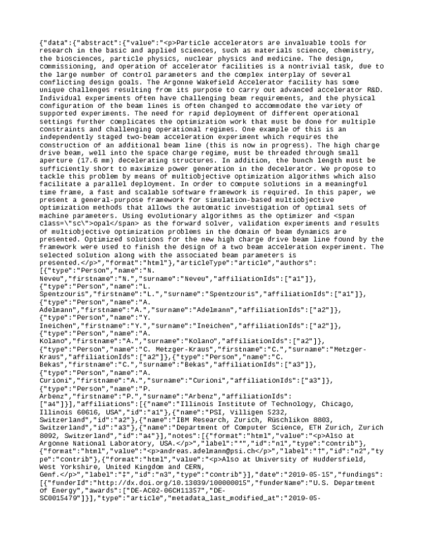 Parallel general purpose multiobjective optimization framework with application to electron beam ...
