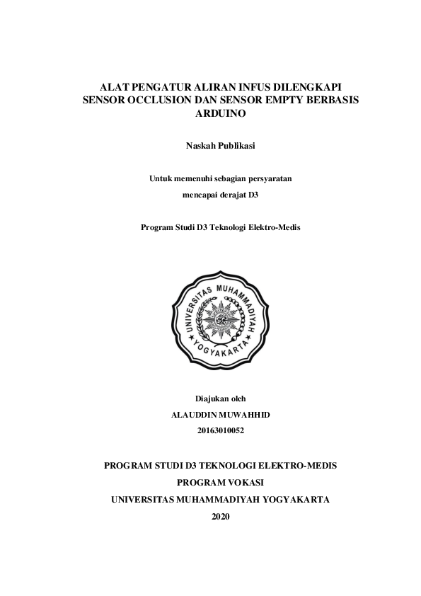 (PDF) Alat Pengatur Aliran Infus Dilengkapi Sensor Occlusion Dan Sensor ...