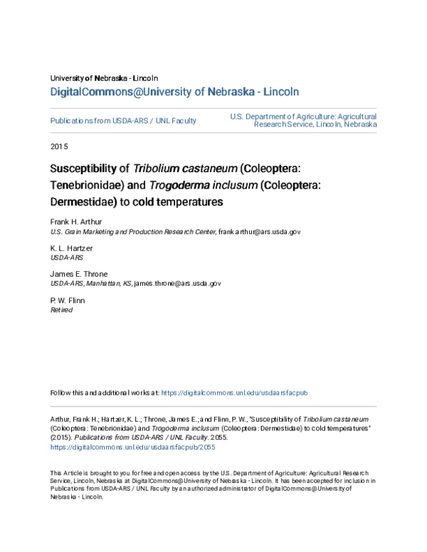 (PDF) Susceptibility of Tribolium castaneum (Coleoptera: Tenebrionidae ...