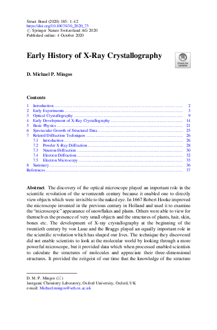 (PDF) Early History of X-Ray Crystallography