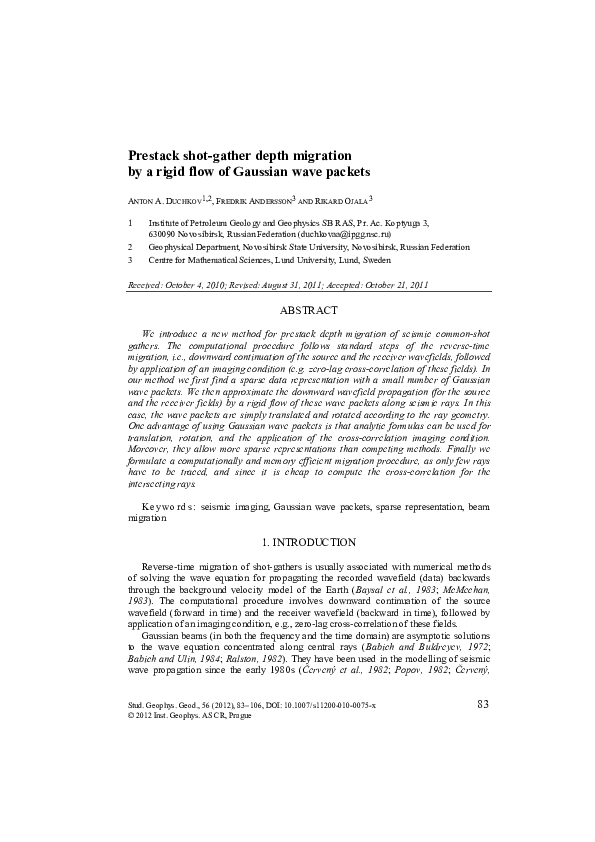Pdf Prestack Shot Gather Depth Migration By A Rigid Flow Of Gaussian