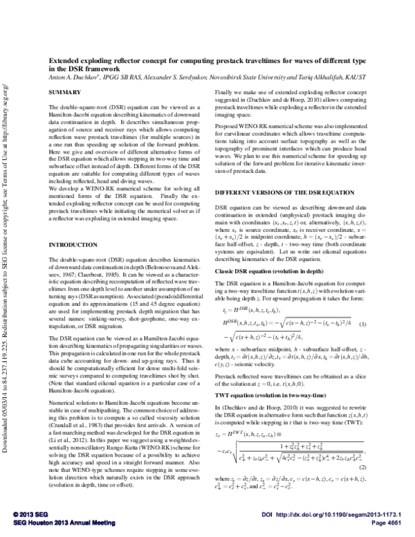 Pdf Extended Exploding Reflector Concept For Computing Prestack