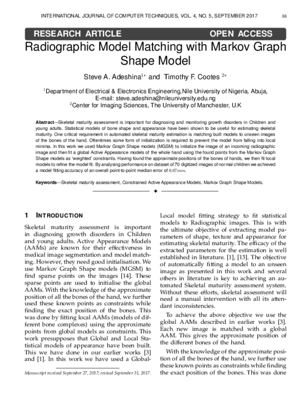 (PDF) Radiographic Model Matching with Markov Graph Shape Model