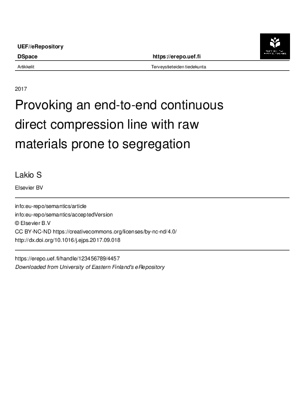 (PDF) Provoking an end-to-end continuous direct compression line with ...
