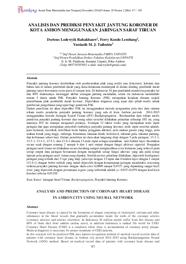 (PDF) Analisis Dan Prediksi Penyakit Jantung Koroner DI Kota Ambon ...