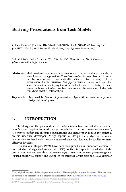 (PDF) Deriving Presentations from Task Models