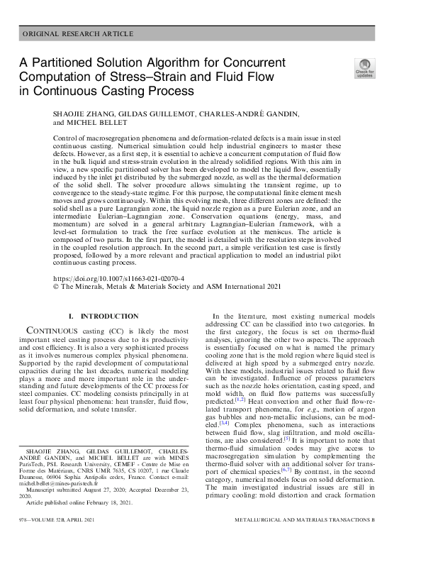 (PDF) A Partitioned Solution Algorithm for Concurrent Computation of Stress-Strain and Fluid ...