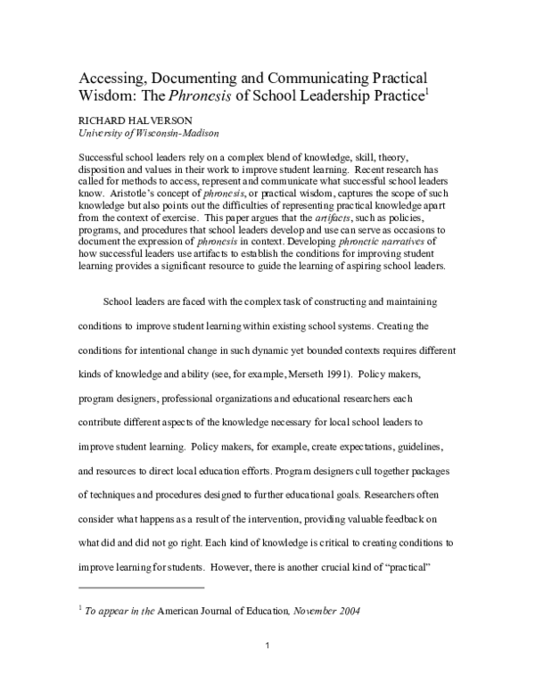 (PDF) Accessing, Documenting, and Communicating Practical Wisdom: The ...