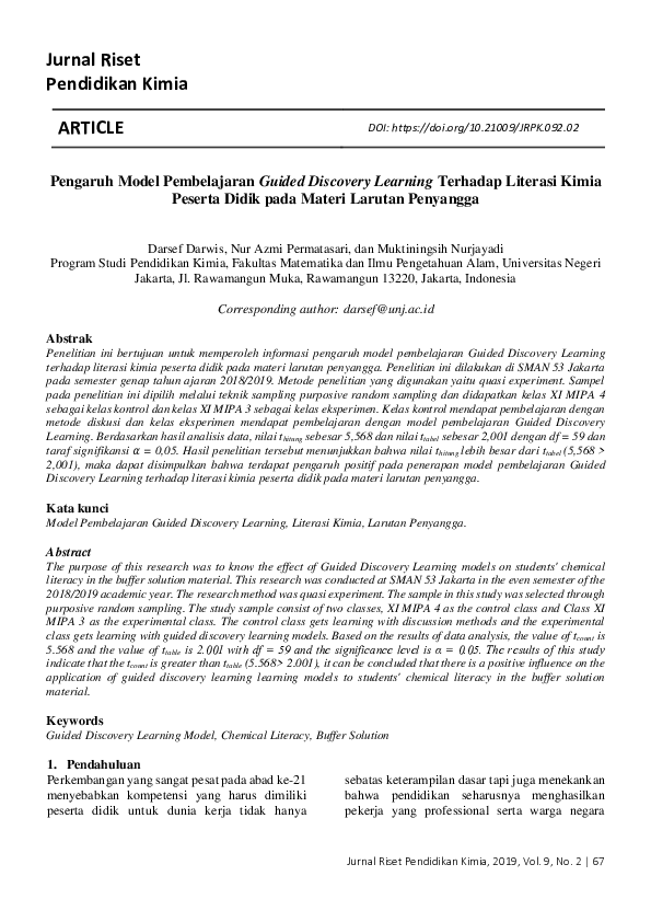 (PDF) Pengaruh Model Pembelajaran Guided Discovery Terhadap Kemampuan Berpikir Kritis