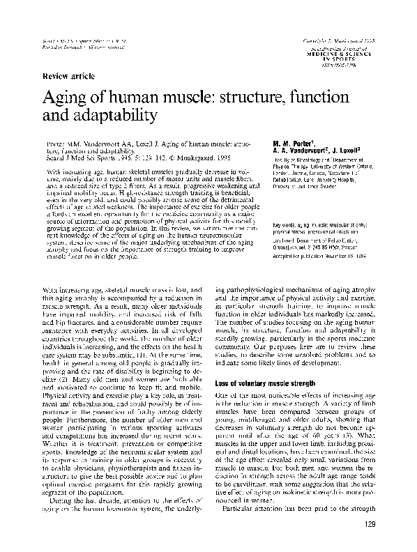 (PDF) Aging of human muscle: structure, function and adaptability