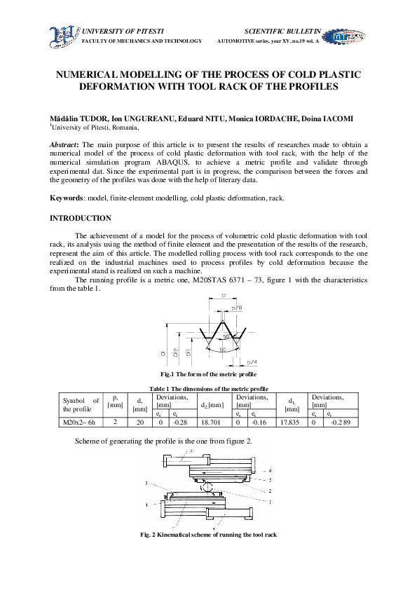 (PDF) Numerical Modelling of the Process of Cold Plastic Deformation ...