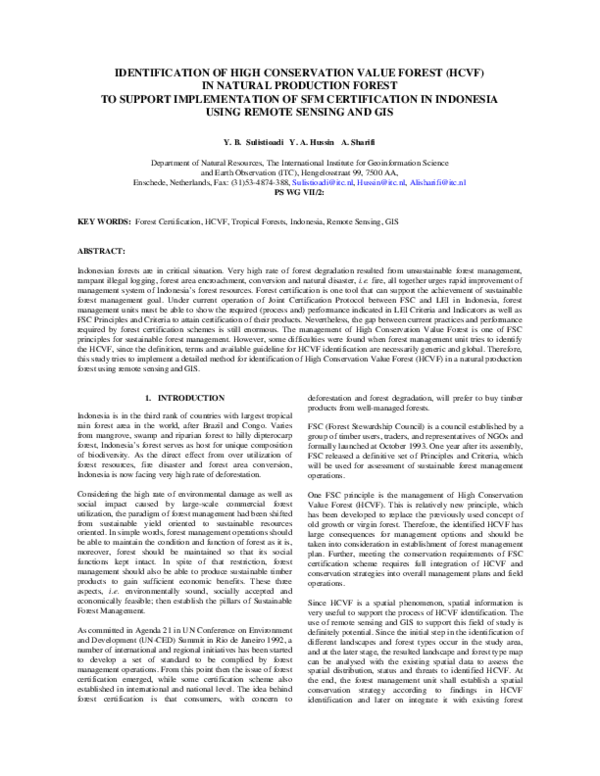 (PDF) Identification of high conservation value forest HCVF in natural ...