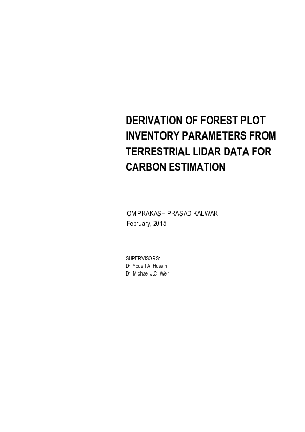 (PDF) Derivation of Forest Plot Inventory Parameters from Terrestrial Lidar Data for Carbon ...