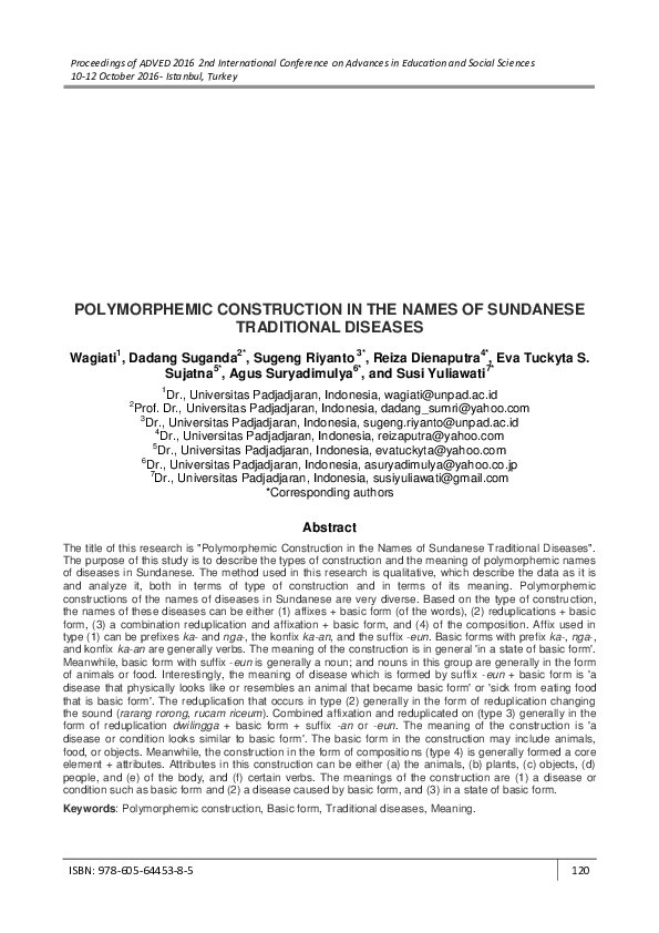 (PDF) Polymorphemic Construction in the Names of Sundanese Traditional ...