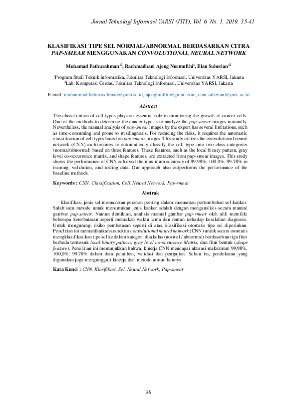 (PDF) Klasifikasi Tipe Sel Normal/Abnormal Berdasarkan Citra Pap-Smear ...