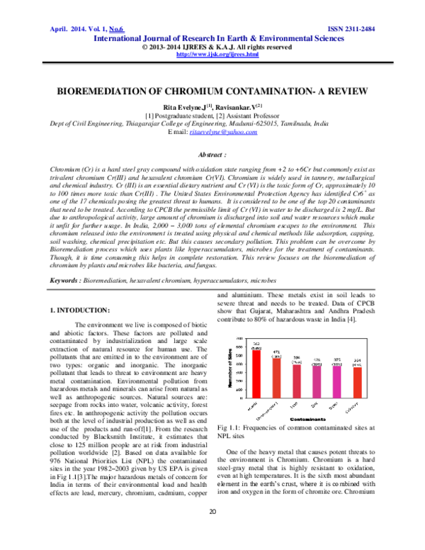 (PDF) Bioremediation of Chromium Contamination- a Review | rita evelyne ...