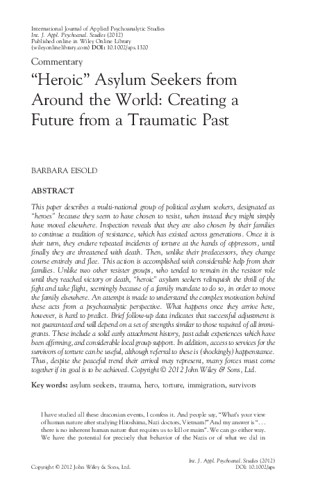 (PDF) “Heroic” Asylum Seekers from Around the World: Creating a Future ...