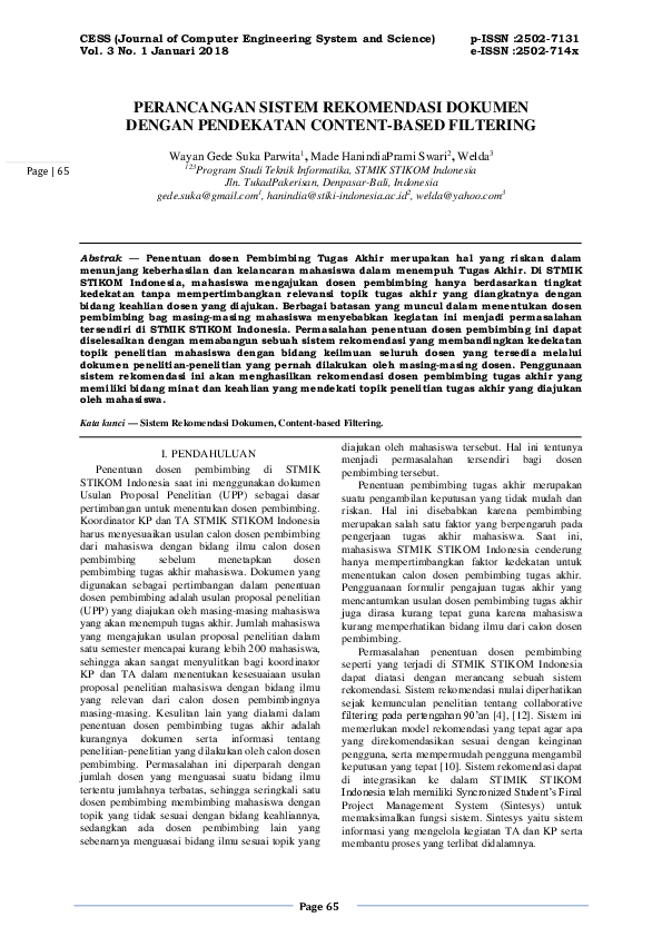 (PDF) Perancangan Sistem Rekomendasi Dokumen Dengan Pendekatan Content ...