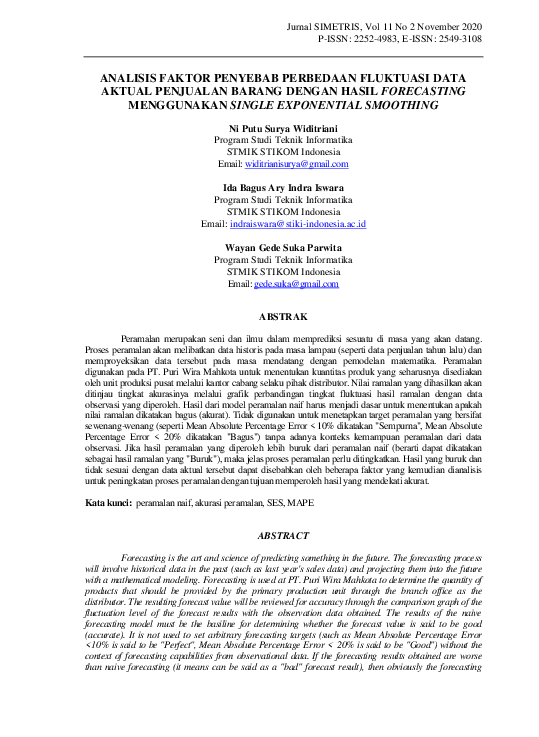 (PDF) Analisis Faktor Penyebab Perbedaan Fluktuasi Data Aktual ...