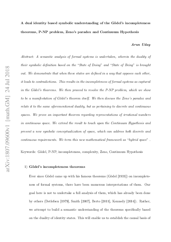 (PDF) A dual identity based symbolic understanding of the Godel's ...