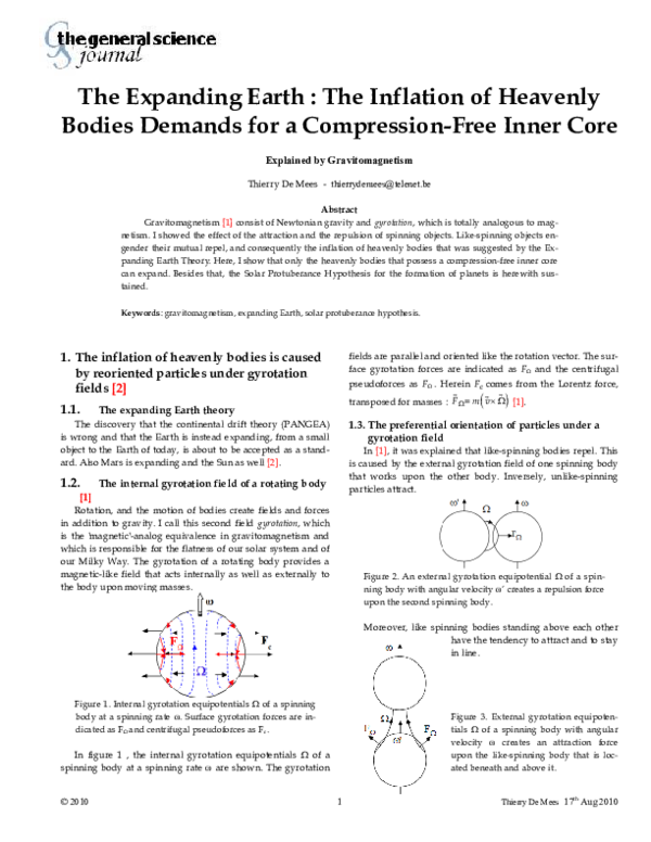 (PDF) The Expanding Earth : The Inflation of Heavenly Bodies Demands ...