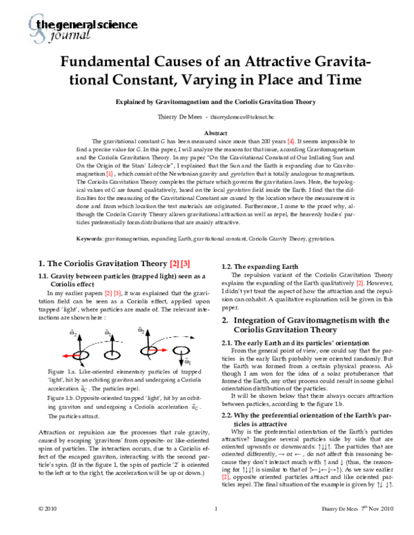 (PDF) Fundamental Causes of an Attractive Gravita- tional Constant ...