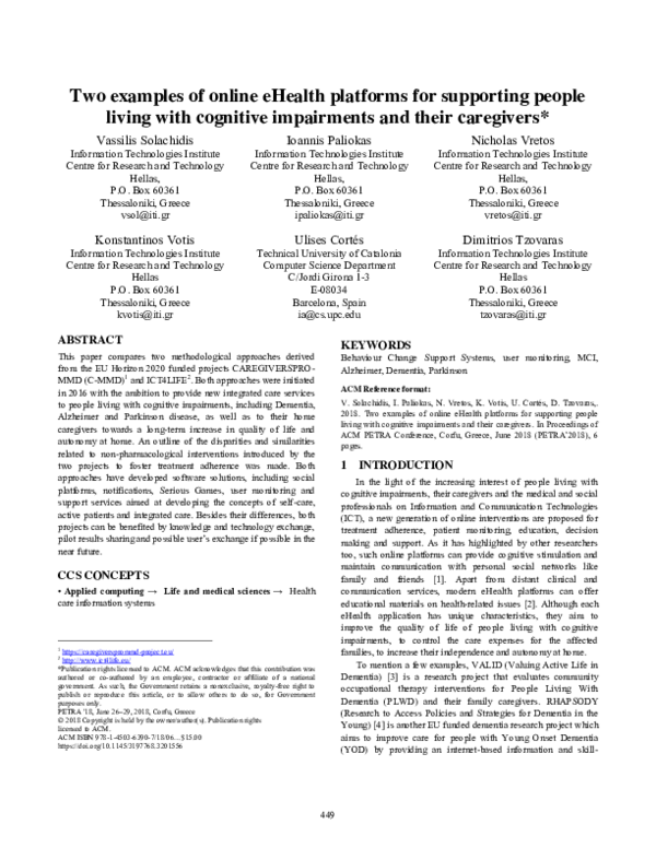 (PDF) Two examples of online eHealth platforms for supporting people ...
