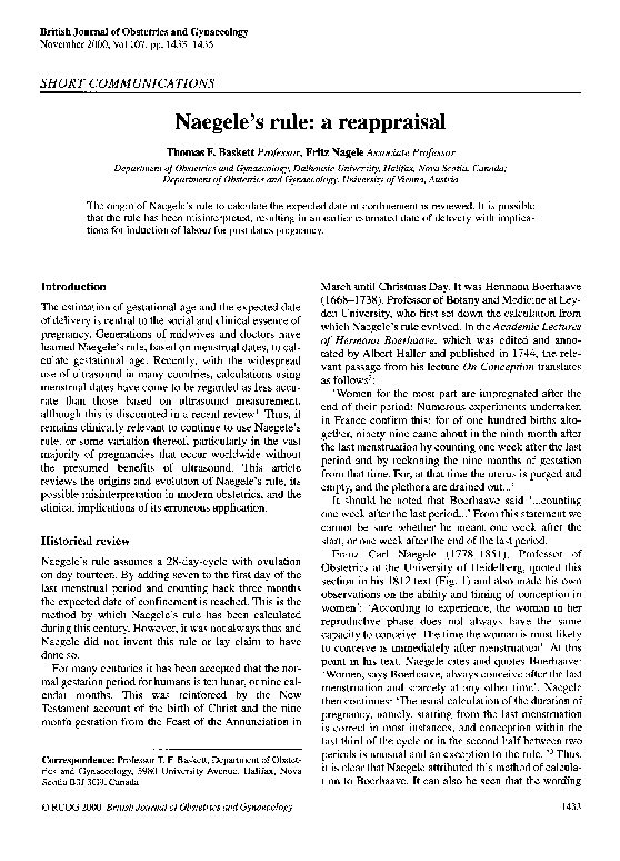 (PDF) Naegele's rule: a reappraisal