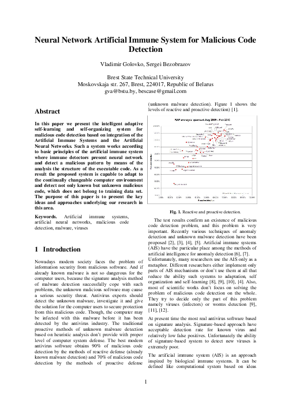 (PDF) Neural Network Artificial Immune System for Malicious Code Detection