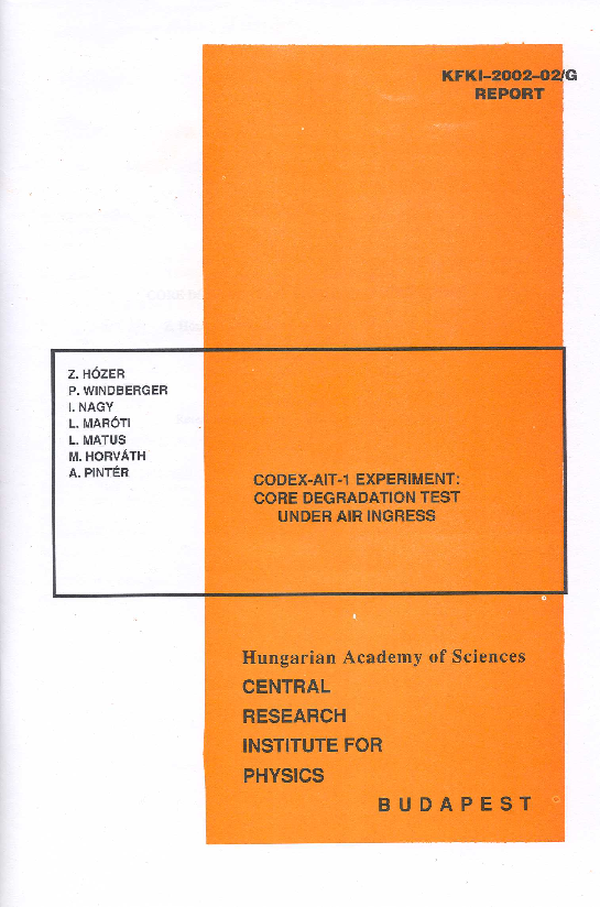 (PDF) CODEX-AIT-1 Experiment: Core Degradation Test Under Air Ingress