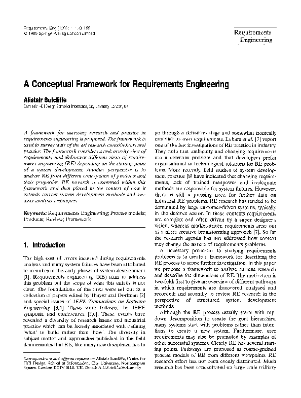 (PDF) A conceptual framework for requirements engineering