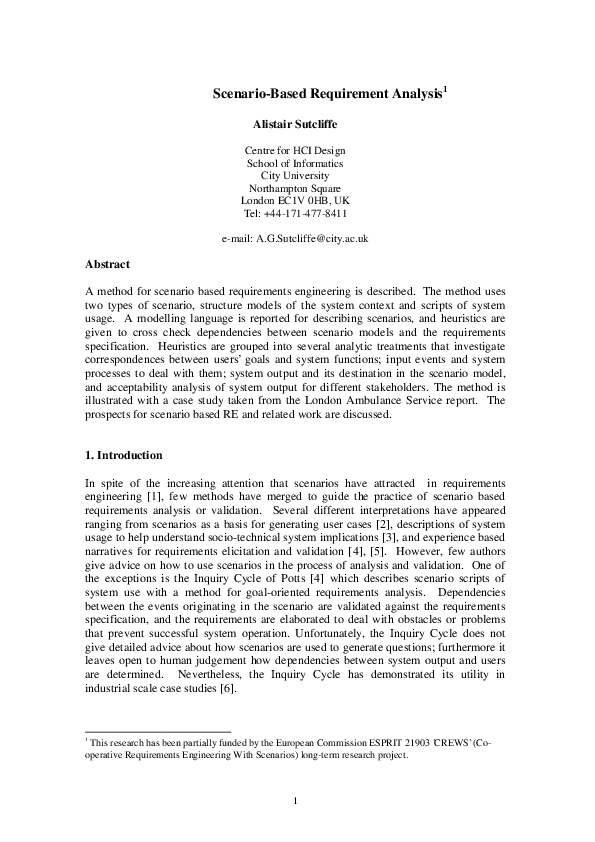 (PDF) Scenario-Based Requirement Analysis