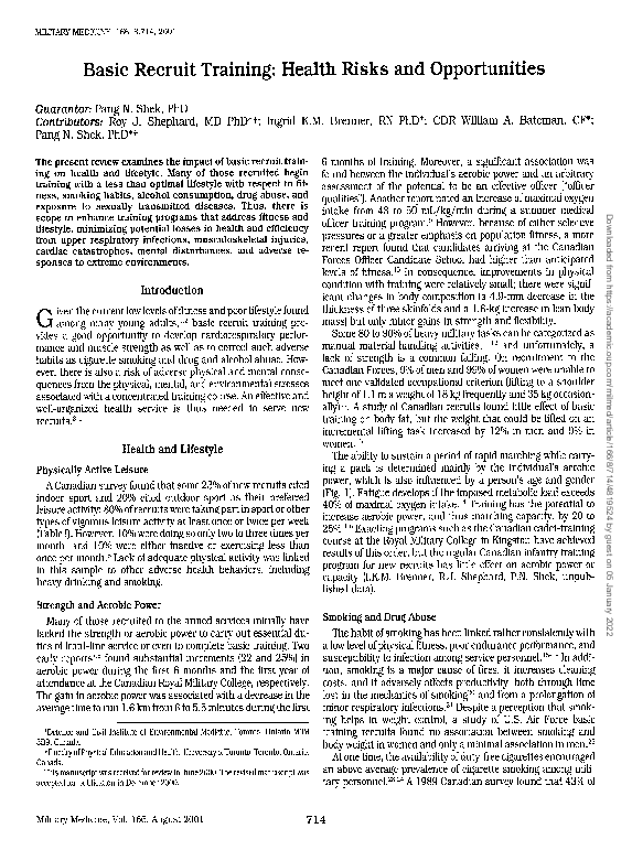 (PDF) Basic recruit training: health risks and opportunities
