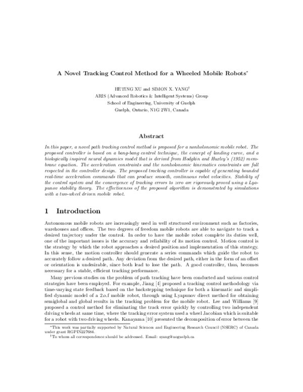 (PDF) A Novel Tracking Control Method for a Wheeled Mobile Robots