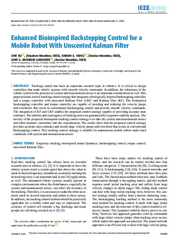 (PDF) Enhanced Bioinspired Backstepping Control for a Mobile Robot With Unscented Kalman Filter